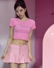있지 유나 바비코어 여자 반팔 크롭 핑크티 플리츠 미니스커트 셋업 코디 브랜드는 네이버 블로그